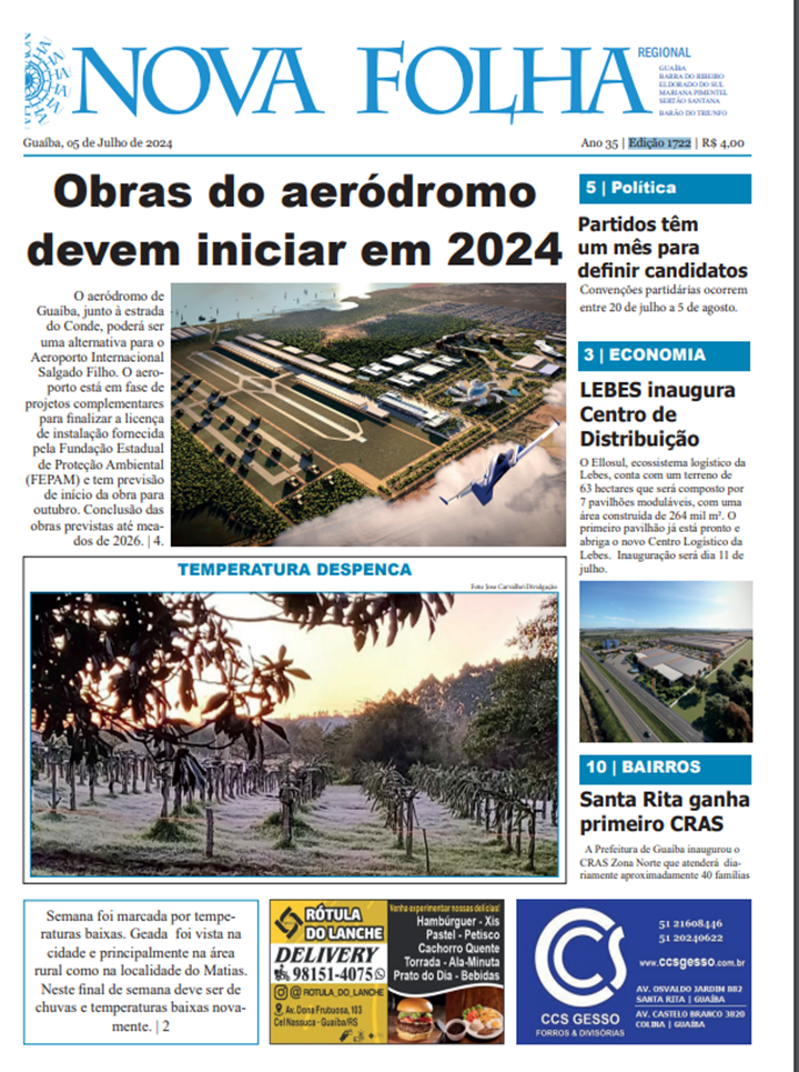Obras do aeródromo devem iniciar em 2024 - Nova Folha